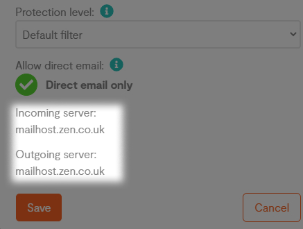 Getting Email Details For Home | Help & Support | Zen